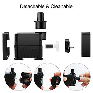 BestFire 90 GPH (350L/H, 5W) Submersible Water Pump, Ultra Quiet Fountain Water Pump with 5.9ft Power Cord, 12 Colorful Leds, 2 Nozzles for Fish Tank, Aquarium(US Plug)