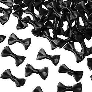 Dingion 100 Pieces Mini Satin Ribbon Black Bow Tie Wedding Flower Bows Soft Vintage Bows Bowknot for Treat Gift Wrapping Crafts Sewing Scrapbook Baby Shower Wedding Christmas Party Dress Hair