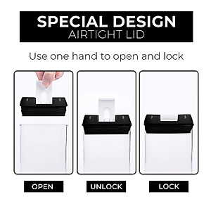 Airtight Food Storage Container Set-CINEYO-7 Piece Set Clear Plastic Canisters For Cereal, Flour with Easy Lock Lids, for Kitchen Pantry Organization and Storage, Include Labels and Marker (Black)