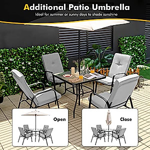 TANGKULA 5 FT Patio Umbrella, Outdoor Table Market Umbrella with Quick-Release Button, 4 Sturdy Ribs, Fade Resistant & Waterproof Canopy, Sun-protective Patio Umbrella for Garden, Poolside, Backyard