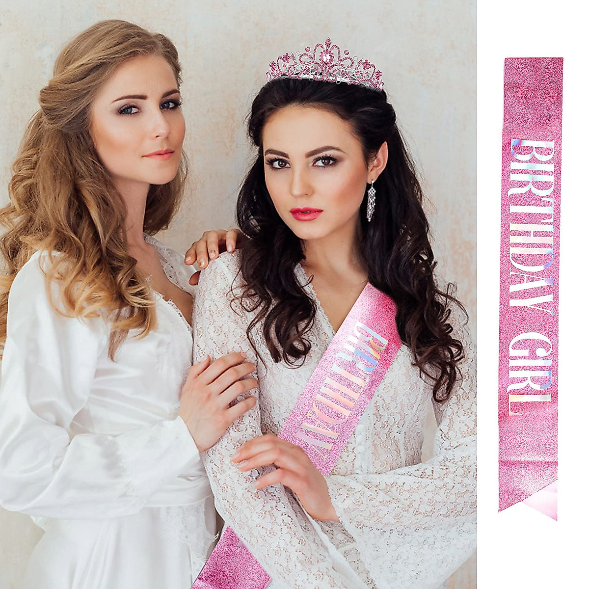 Birthday Tiara for Women, Tiara for Women Pink Rhinestone, Happy Birthday Girls Tiara for Women, Birthday Girl Crown, Birthday Princess tiara, Tiaras Birthday Queen Crowns with Birthday Girl Sash