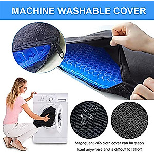 Helishy Gel Enhanced Seat Cushion - 17.5x17.5inch Extra Large Double Thick Seat Cushion with Non-Slip Cover for Tailbone Pain - Office Chair Car Seat Cushion - Sciatica & Back Pain Relief