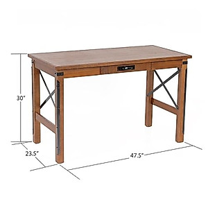 OS Home and Office Furniture Model 33248 Wood Veneer Industrial Collection 24 by 48 Desk with USB Ports