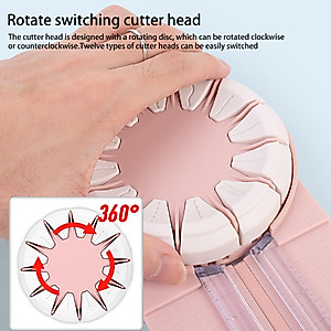 DNCG Edge Cutter Paper Crafts, 12 in 1 Paper Trimmer, Paper Edge Cutter, Multifunctional Paper Cutter Machine with Measurements for Scrapbooking, Photo Card, Gift Packaging, Pink