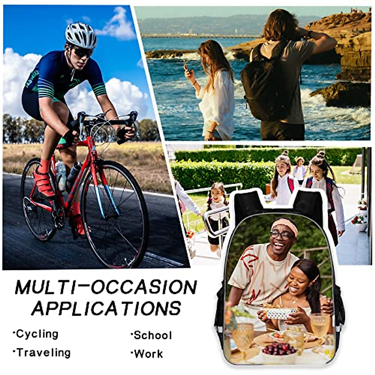 Fedalust Custom Backpack, Personalized Photo Bookbag School Backpack Lunch Box, Customize Travel Backpacks Back to School Accessories