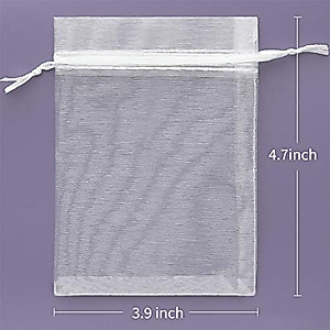Akstore 100pcs 3.6x4.8''(9x12cm) Organza Gift Bags, Drawstring Pouches Jewelry Party Wedding Favor Gift Bags,Candy Bags. (White)