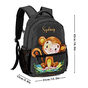 Deven Cute Leaf Monkey Black Personalized Kids Backpack for Boy/Girl Teen Primary School Daypack Travel Bag Bookbag