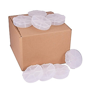 PandaHall 30 pcs 6 Grids Jewelry Dividers Box Organizer Clear Plastic Bead Case Storage Container for Beads, Jewelry, Nail Art, Small Items Craft Findings,Round, White, 8x2cm