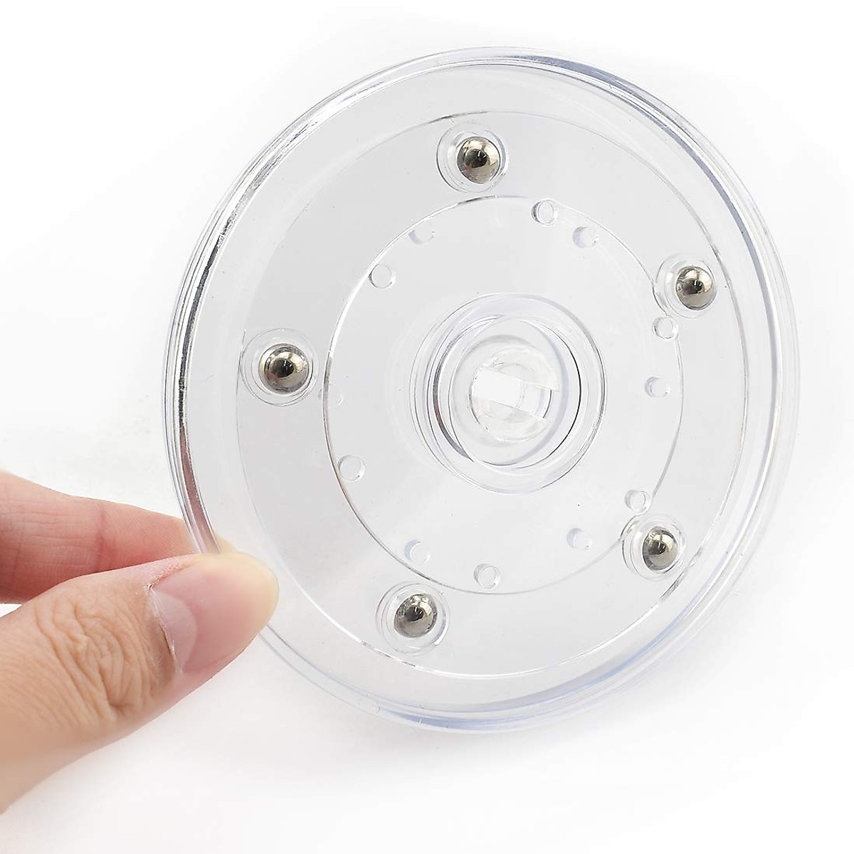 SDTC Tech 2-Pack 4 Inch Lazy Susan Turntable Organizer 360 Degree Rotating Bearings Acrylic Round Turntable for Kitchen Corner Cabinets/Spice Rack/Table Cake Decorating - Clear Tone