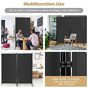 DORTALA 3-Panel Room Divider, Freestanding Folding Privacy Partition Screen with Steel Frame, Morden Room Divider for Separating Room in Bedroom, Office, Black