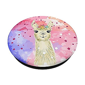 Cute Watercolor Tie Dye Colorful Dots Llama PopSockets PopGrip: Swappable Grip for Phones & Tablets