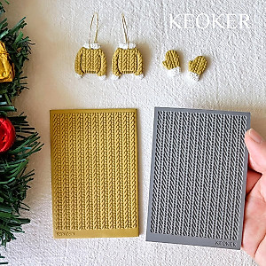 Keoker Polymer Clay Texture Sheet Christmas, Christmas Clay Texture Mat for Making Earrings Jewerly, Christmas Polymer Clay Earrings Tools (Style All 1-3)