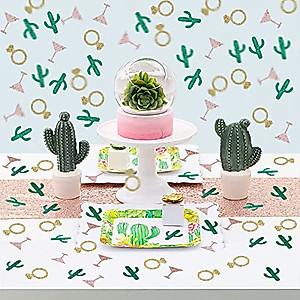 Fiesta Bachelorette Party Confetti - 200 Pack Cactus Wineglasses Diamond Ring Table Confetti Glitter for Mexican Bridal Shower Decorations Fiesta Engagement Wedding Supplies