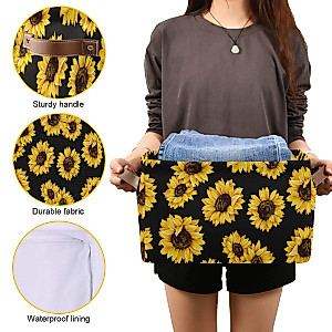 STAYTOP Large Storage Basket Collapsible Toy Storage Bins Waterproof Laundry Basket with Handle.Used for Home Closets, Offices, Bedrooms, Kids Toy and Gift Baskets-Vibrant Sunflower（Rectangular)1PCS