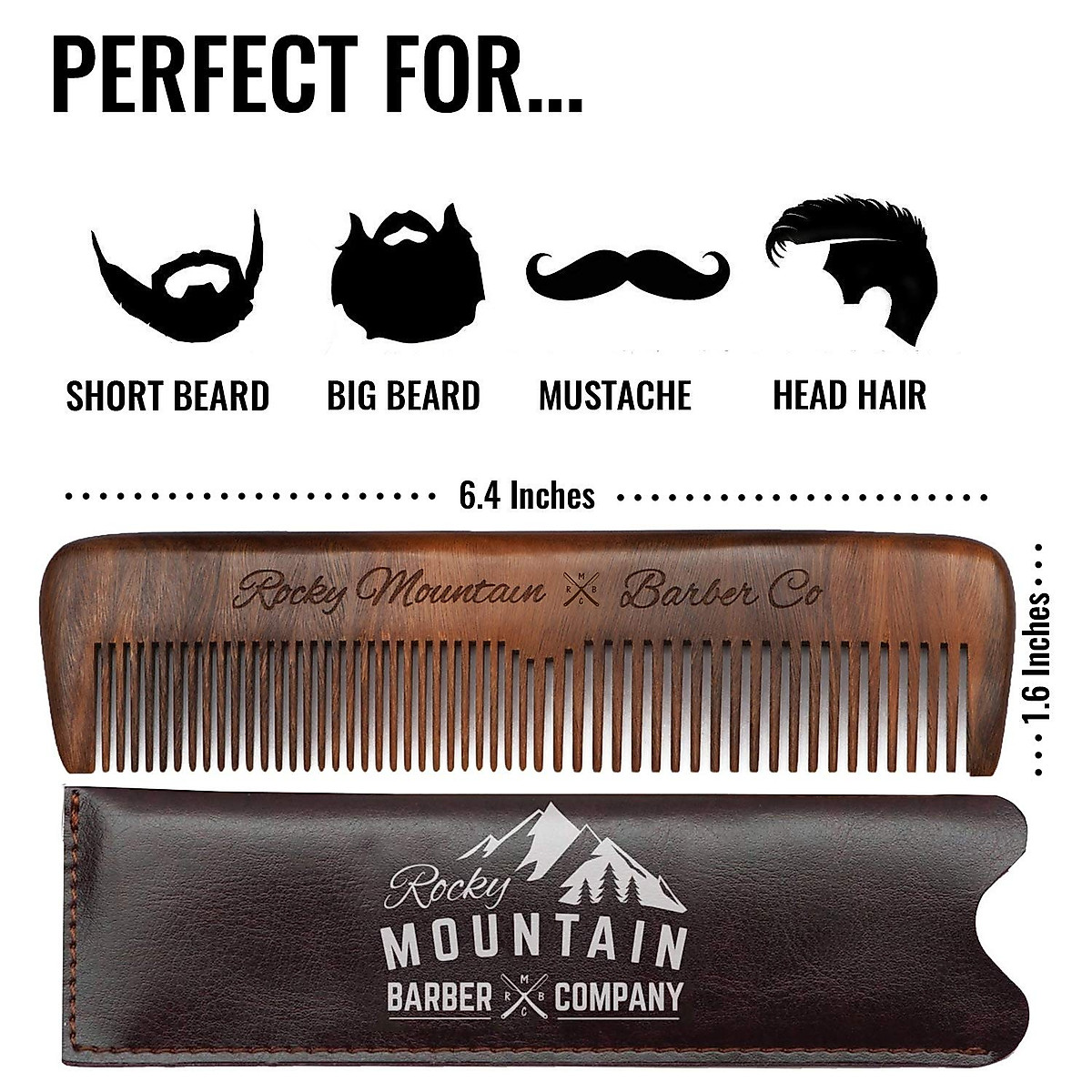 Hair Comb - Wood with Anti-Static & No Snag with Fine and Medium Tooth for Head Hair, Beard, Mustache with Premium Carrying Pouch in Design in Gift Box