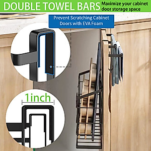 YEEBEIJIM Over the Cabinet Door Organizer 3 Pack, Kitchen Cabinet Organizer Wall Mount Storage Basket for Cutting Board, Grid Storage Basket Holder Rack for Kitchen Pantry Bathroom