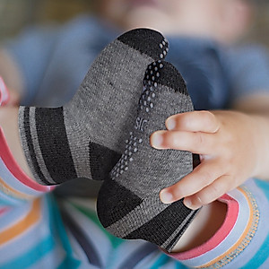 CUBACO Baby Socks, 12 Pairs Non Skid Anti Slip Cotton Grip Socks for Toddler Baby Toddler Socks Baby Boy Socks 12-24 months Toddler Socks with Gripper