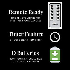 Liown Outdoor Moving Flame Candle: LED Battery Operated Waterproof Plastic Flickering Indoor Outdoor Flameless Candles with Timer (7" Ivory)