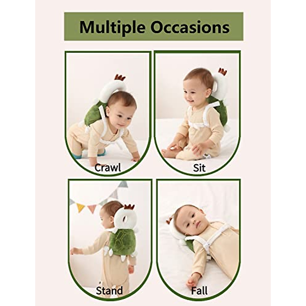 Baby Walker Head Protector Backpack Wear,Toddler Head Protection Safety Pad,Turtle