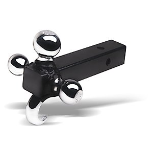 Stehlen 642167819264 Universal Trailer Hitch 3-in-1 Loaded Tri-Ball Mount with Hook Receiver 2" - Silver with Polished Chrome