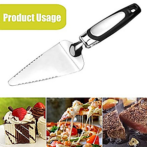 HQDeal Stainless Steel Pie Server Pizza Cake Cutter, Serrated Edges on Both Sides Suitable for Right-handed or Left-handed Chef