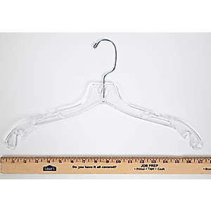 17 inch Clear Plastic Dress Hangers (Case of 20) - Features a Chrome Swivel Hook and Notched Shoulders - Perfect for Lightweight Fabrics and Can Be Used for Retail Stores