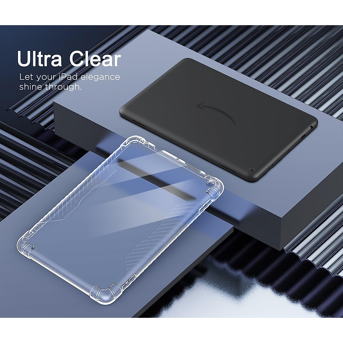 MoKo Case for All-New Amazon Kindle Fire HD 8 & 8 Plus Tablet (12th Generation-2024/2022 Release) 8", Ultra Clear Soft Flexible Transparent TPU Skin Bumper Back Cover Shell, Clear