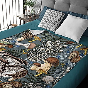 Yaoola Dark Green Wild Jungle Mushroom Flannel Blanket, All Season Soft Cozy Plush Bed Throw fit Bedroom Living Room Sofa Couch Bedding Office Cinema Farmhouse Beach Yoga Travel 80"x60" for Adult
