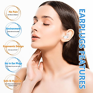 Ear Plugs for Sleeping Noise Cancelling, Ear Plugs for Noise Reduction, Washable Hearing Protection for Work, Travel, Concert, Swimming, Sleep Snoring(White)