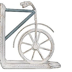 Foreside Home & Garden White Set of 2 Metal Bicycle Bookends FDDD10014, Multi