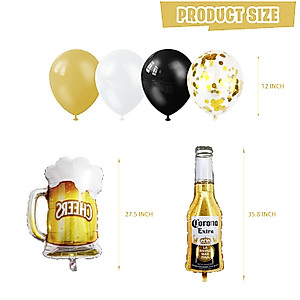 LXlucktim Beer Birthday Party Decorations for Men, 110 Pcs Aged to Perfection Party Supplies Balloons Garland Arch Kit for Mens 30th 40th 50th - Backdrop, Toppers, Balloon, Hanging Swirls