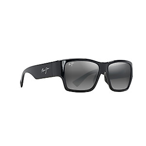 Maui Jim Kaolu Square Sunglasses, Shiny Black/Neutral Grey Polarized, Extra Large