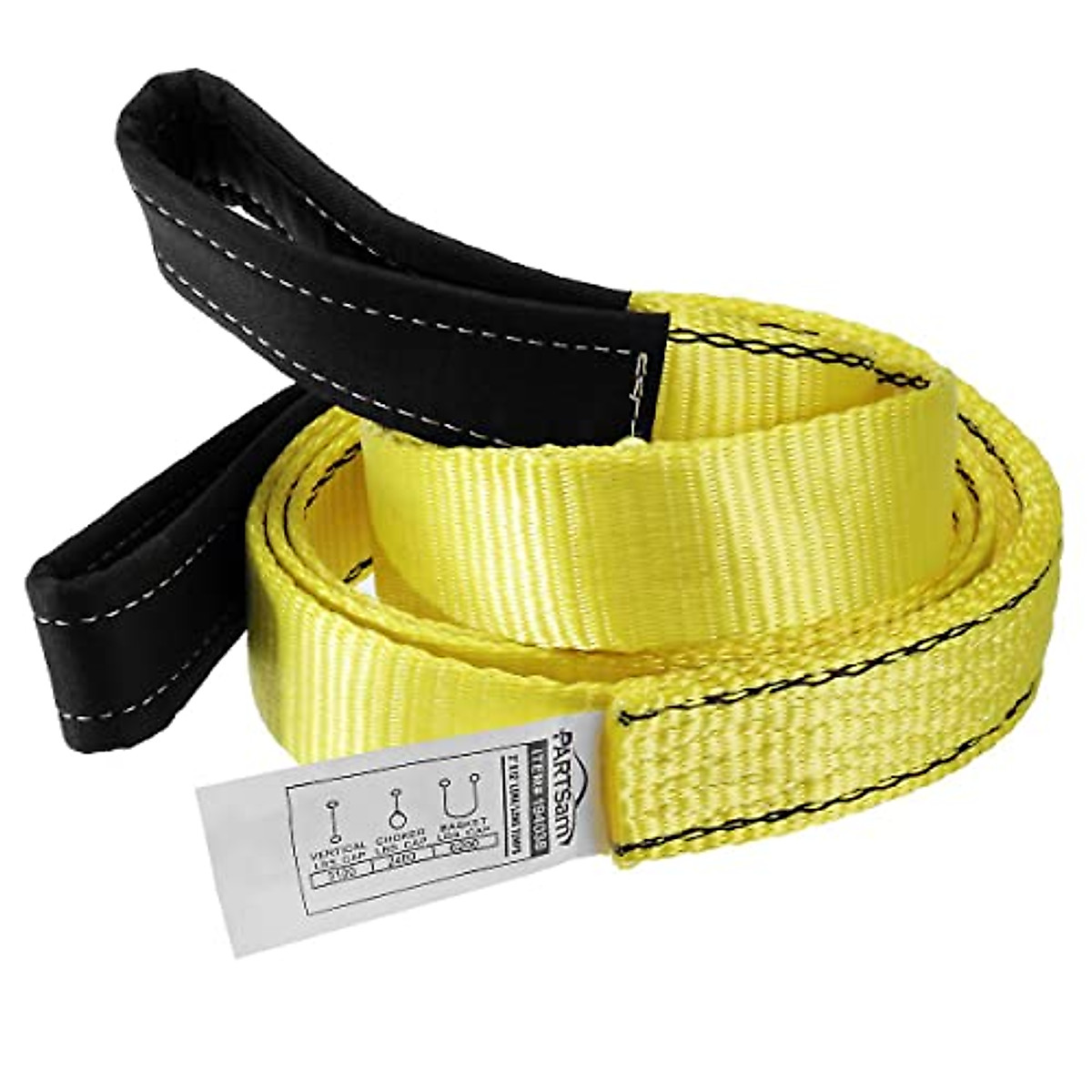 Partsam Premium Crane Towing Strap 12feet x 2inch Durable 3400Dtex - Heavy Duty Web Sling - Corrosion Resistance Polyester Industrial Flat Eye-Eye Ropes