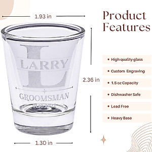 Personalized Shot Glasses Set of 6 – Groomsmen Glasses Drinking Set – Custom Drinking Glasses – Engraved Shot Glass Gifts for Men, Wedding, Best Man, Anniversary