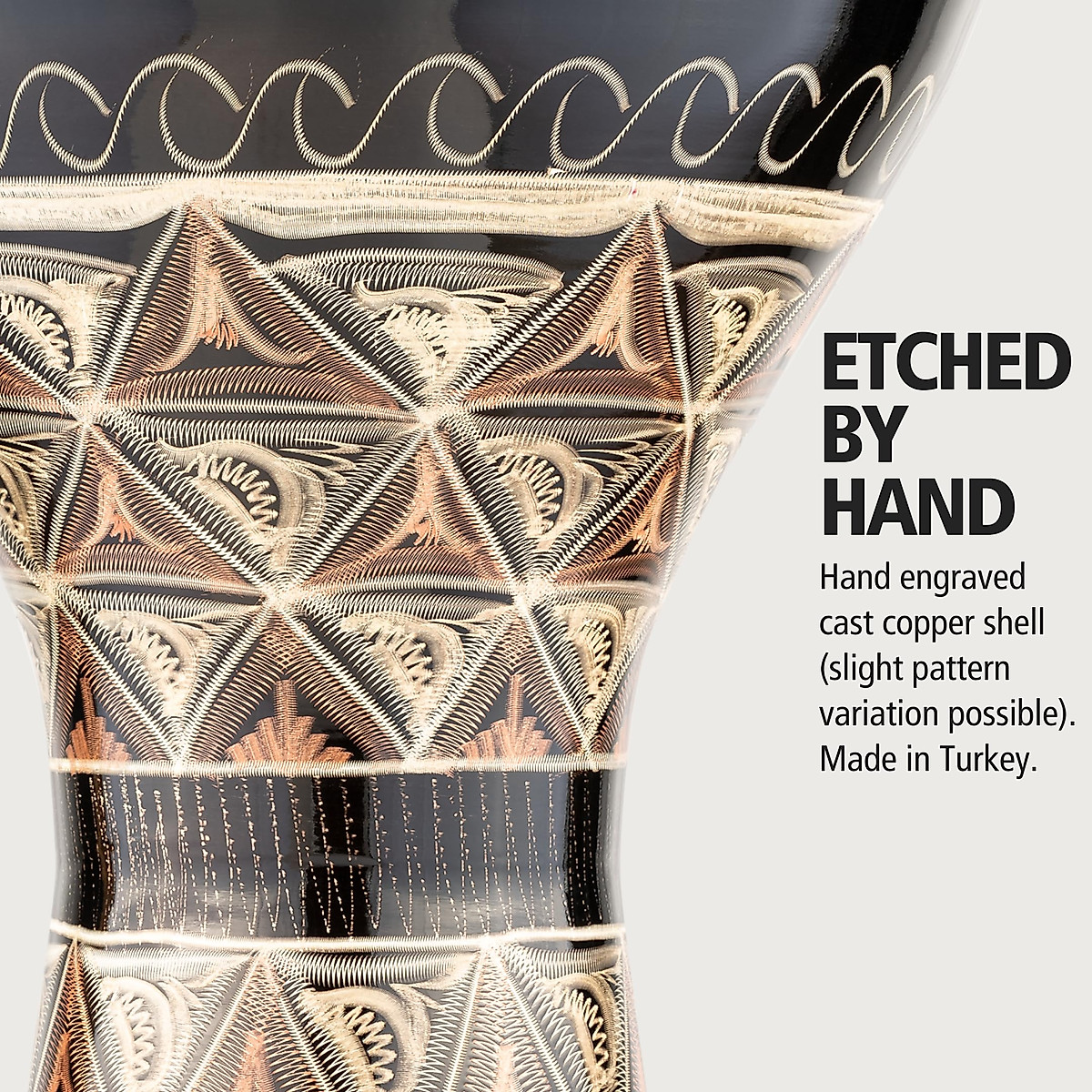 Meinl Percussion Copper Doumbek Egyptian Goblet Drum, Hand Engraved — MADE in TURKEY — Synthetic Head, 2-YEAR WARRANTY (HE-3012)