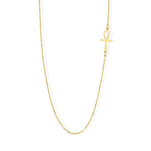 GELIN Ankh Cross Necklace in 14K Solid Gold | 14k Gold Sideway Cross Necklace, 18"