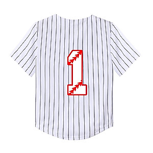 Baby Baseball Jersey 1 Year Old Birthday Party Shirt Short Sleeve Button Tee 1st Infant Toddler T Shirt Gift (Stripe B,12 Months,12 Months,Little Kid,Unisex,US,Age)