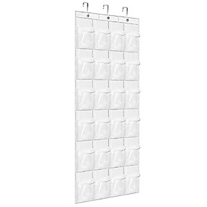 Bofoho Over The Door Shoe Organizer - Space Saving Shoe Rack for Closet Door with 24 Pockets and Hook,Shoe Holder Back of Door Organizers for Shoes (White)