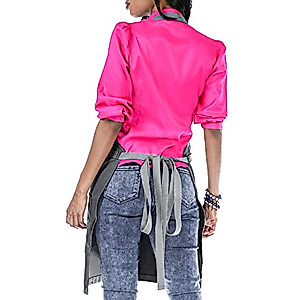 Under NY Sky Chef Apron – Professional Gray Twill – Cotton Straps - Smart Pockets - Adjustable for Men and Women – Pro Chef, Cook, Kitchen, Baker, Barista, Bartender, Server Aprons