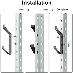 TORACK 7PCS Shelving Hooks for Keyhole Shelving Units, Metal Shelving Hook Organizer Kit for Tools, Cords, Hoses, Bags, etc., No Drilling No Holes