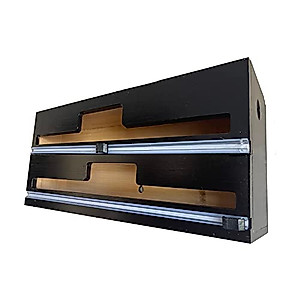 Plastic Wrap Dispenser with Cutter, Parchment Paper Foil and Plastic Wrap Organizer for Kitchen Drawer, Bamboo Kitchen Drawer Organizer and Wrap Holder(2 section)-25 x 14 x 5 cm