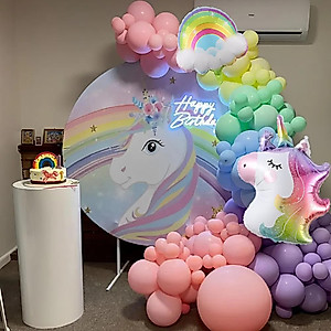 158pcs Unicorn Balloons Arch Garland Kit Pastel Pink Blue Yellow Balloons with Unicorn Rainbow Balloon Happy Birthday Baby Shower Party Wedding Decoration
