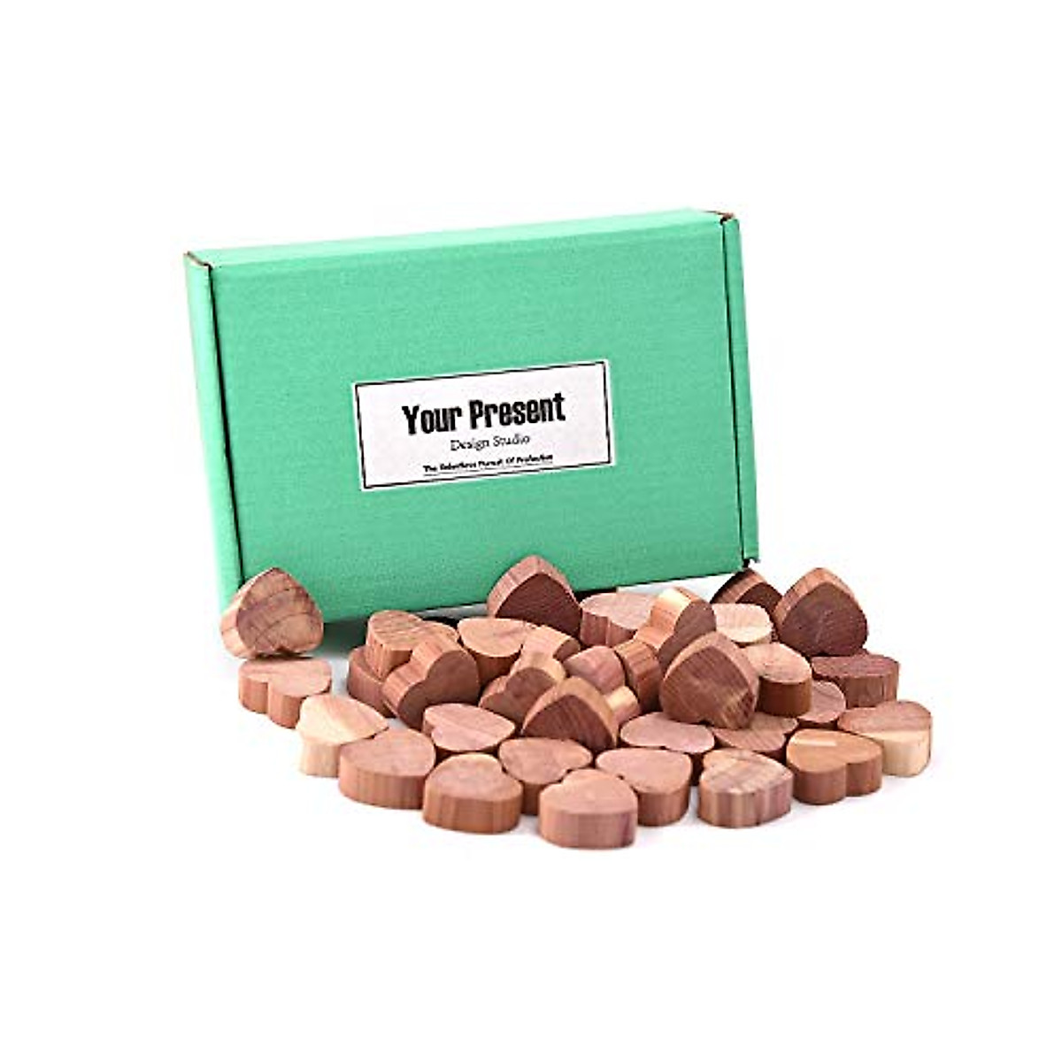 Venxic Aromatic Cedar Heart Blocks for Clothes Storage | 100% Natural Cedar Hanger Balls for Closets and Drawers Protection & Freshener (50 Pack)