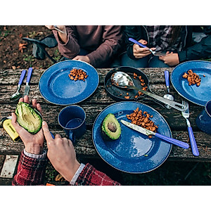 Stansport Deluxe 24-Piece Enamel Tableware Set - Blue (11220)