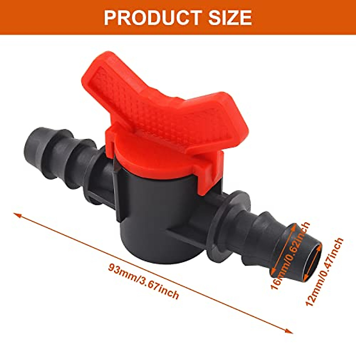 Moicstiy 6Pcs 1/2 Inch Drip Irrigation Switch Valve 16mm Ball Valve Shut-Off Switch Tubing Coupling Valve with Hose Barb for Agricultura Garden