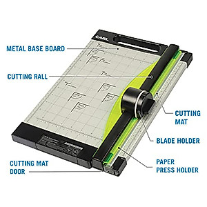 CARL 12 inch-Green Friendly, Professional Rotary Paper Trimmer, 12-inch, 15 Sheet Cutting Capacity, Black and Silver