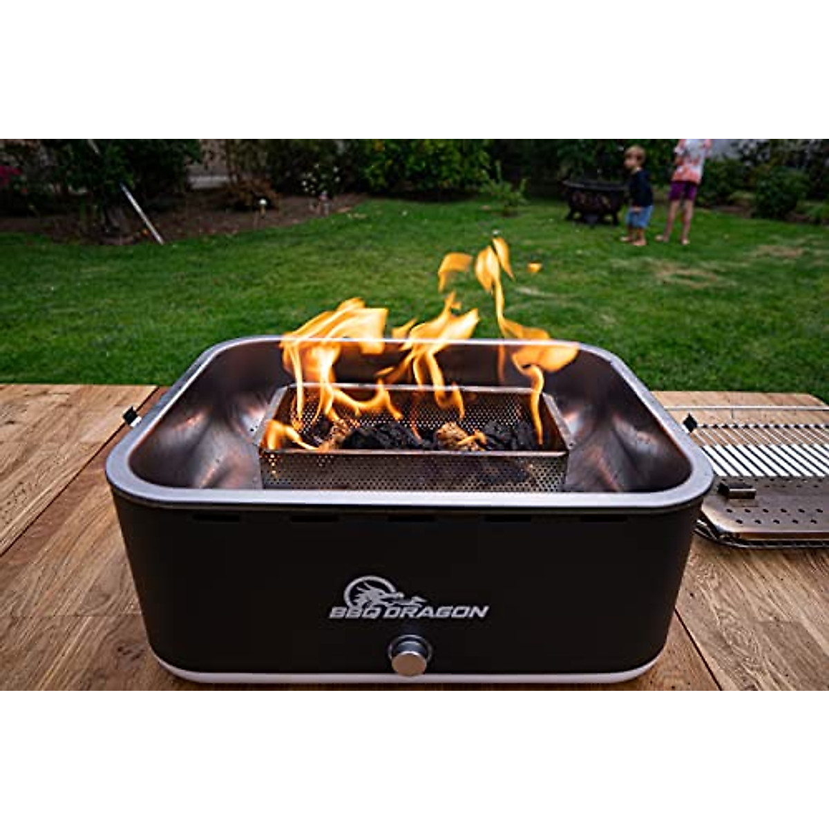 BBQ Dragon Zephyr Portable Grill - BBQ Grill with Built-in Adjustable Speed Fan - Table Top Mini Grill with Stainless Steel Inner Liner - Portable Charcoal Grill for Camping, Beach or Outdoor Picnic