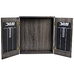 DMI Sports Paris Bristle Dartboard Cabinet Sets - Includes LED Lighting or Electronic Scoring Option, Rustic Grey (D4400W)