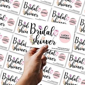 50 Bridal Shower Scratch Off Game Cards, Bride Shower Party Activity Games, Wedding Shower Ideas, Mini Size 2X3.5 inches, Bachelorette Party Scratch off Cards Tickets