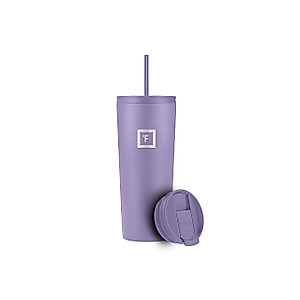 IRON °FLASK Classic Tumbler 2.0-2 Lids (Straw Flip), Vacuum Insulated Stainless Steel Water Bottle, Double Walled, Drinking cup, Thermos Travel Mug - Lavender, 24 Oz
